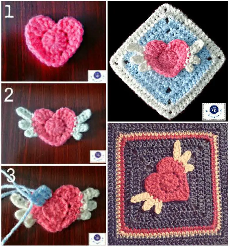 [Free Pattern] Lovely Angel Heart Granny Square