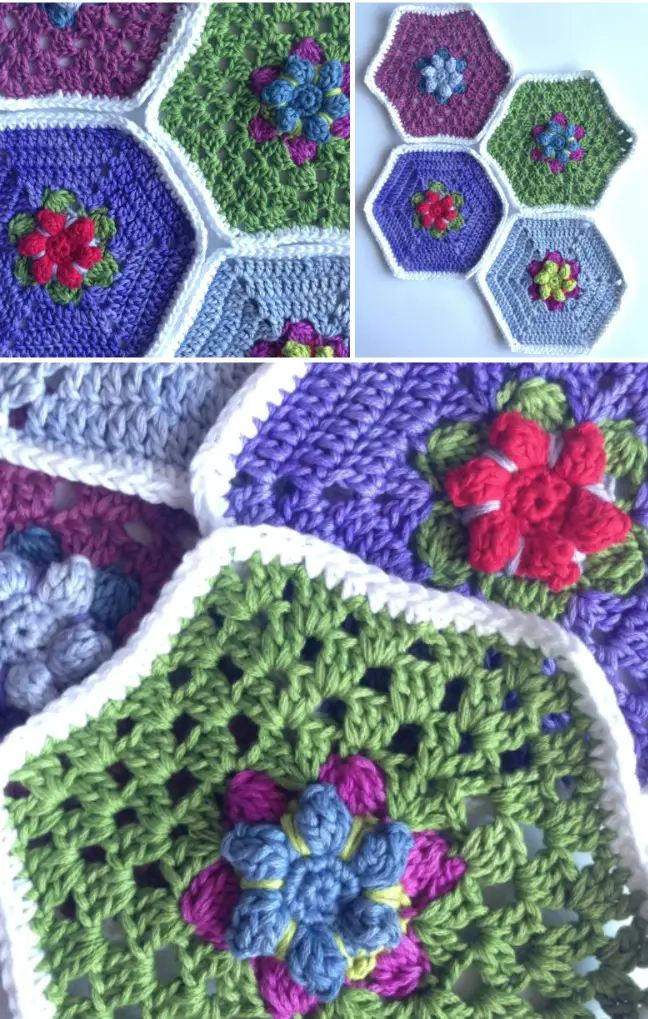 [Free Pattern] Crochet Hexagon With Flower