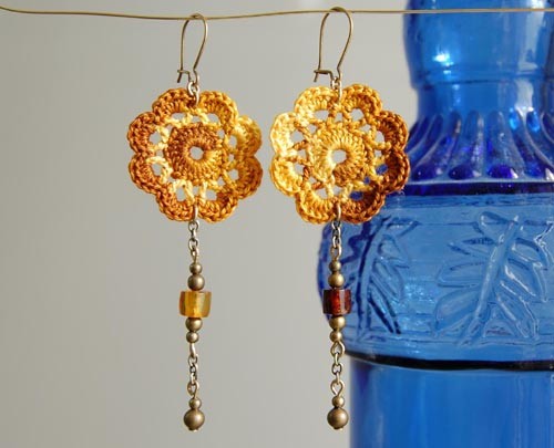 [Free Pattern] Lovely Pair Of Crocheted Flower Earrings That Can Be ...