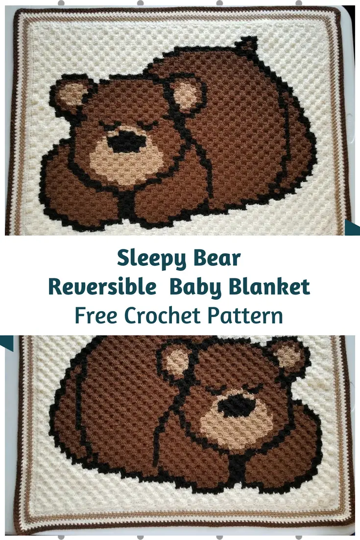 Sleepy Bear Reversible Baby Blanket Free Pattern - Daily Crochet