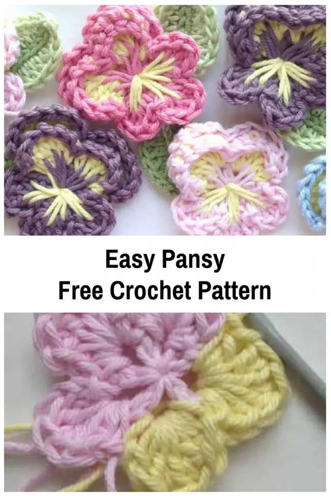 Easy Pansy Free Crochet Pattern- Knit And Crochet Daily
