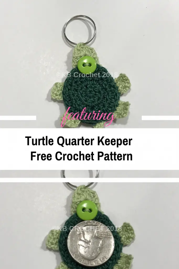 Adorable Crocheted Little Turtle Keychain- Aldi Quarter Keeper Free ...