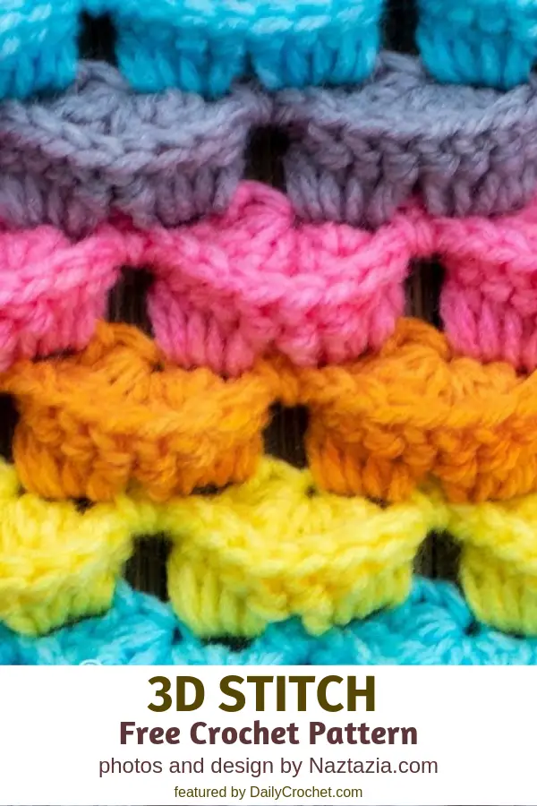 Learn A New Crochet Stitch: 3D Crochet Stitch Pattern - Daily Crochet