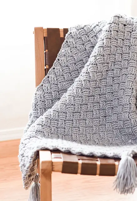 Stunning Diagonal Basket Weave Blanket