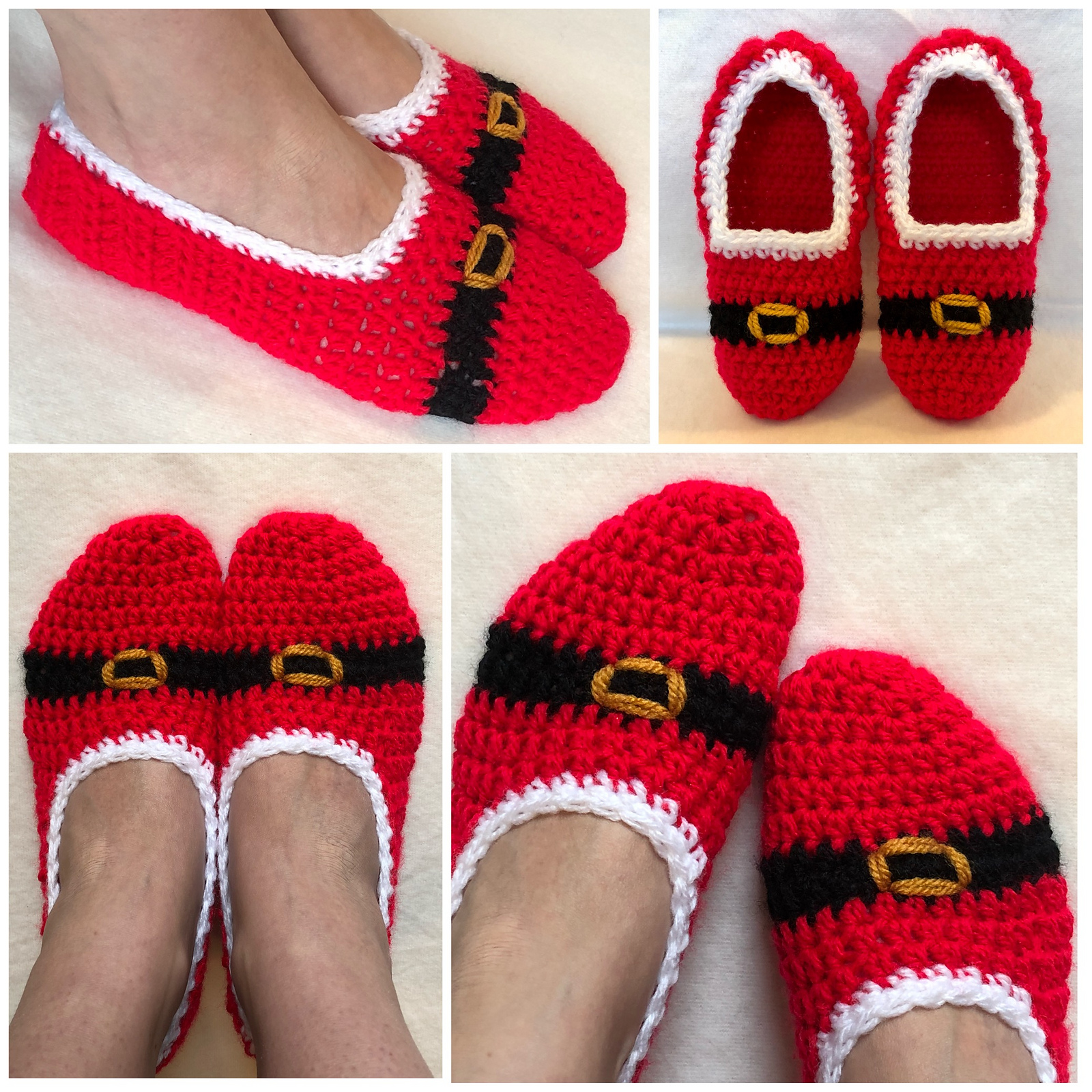 Free Crochet Christmas Slippers Pattern- Quick And Easy - Daily Crochet