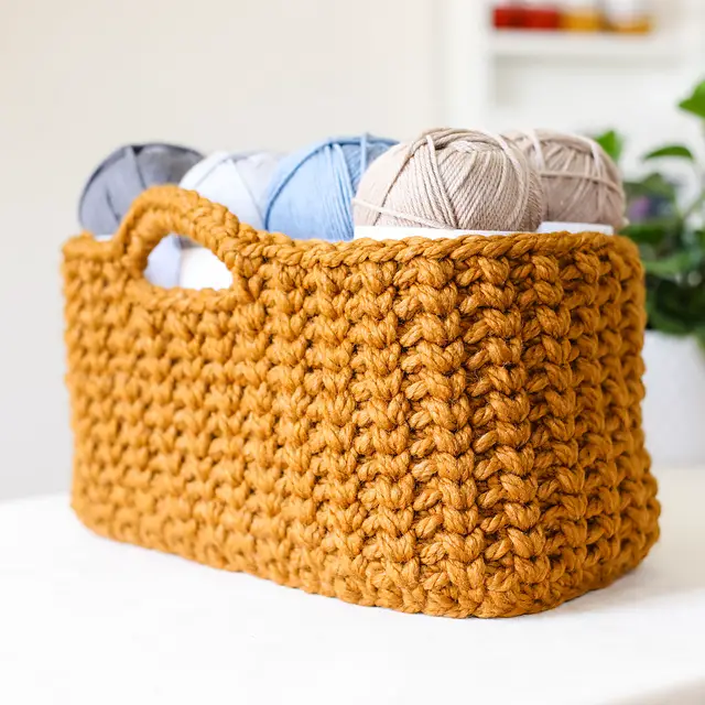 Stash Buster Crochet Basket- Large Rectangle Crochet Basket Free ...