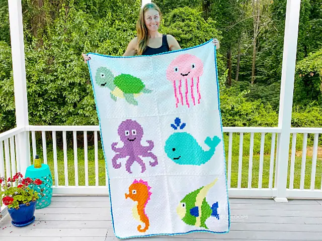 Ocean Animals Blanket- C2C Grapghan Patterns - Daily Crochet