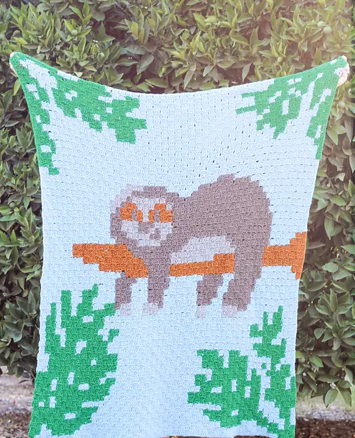 Sloth Blanket Crochet Free Pattern- DailyCrochet.com