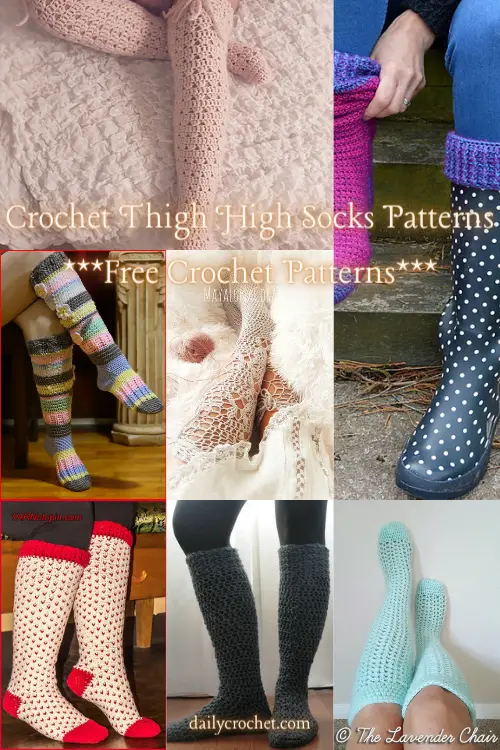 Crochet Thigh High Socks Patterns-10 Beautiful Patterns-DailyCrochet.com