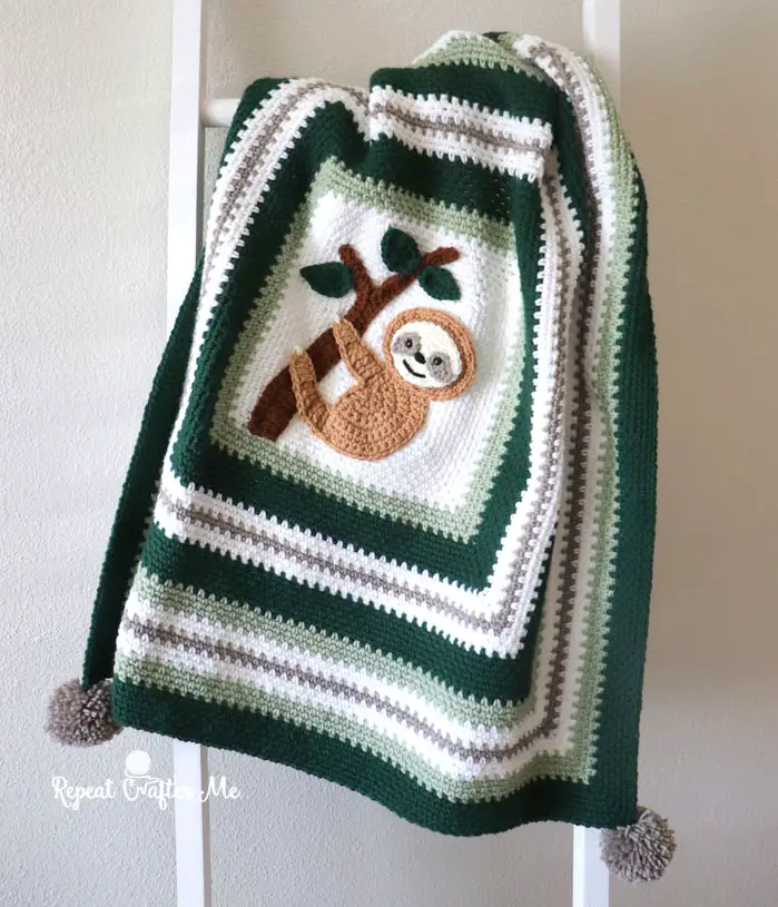 Sloth Blanket Crochet Free Pattern- DailyCrochet.com