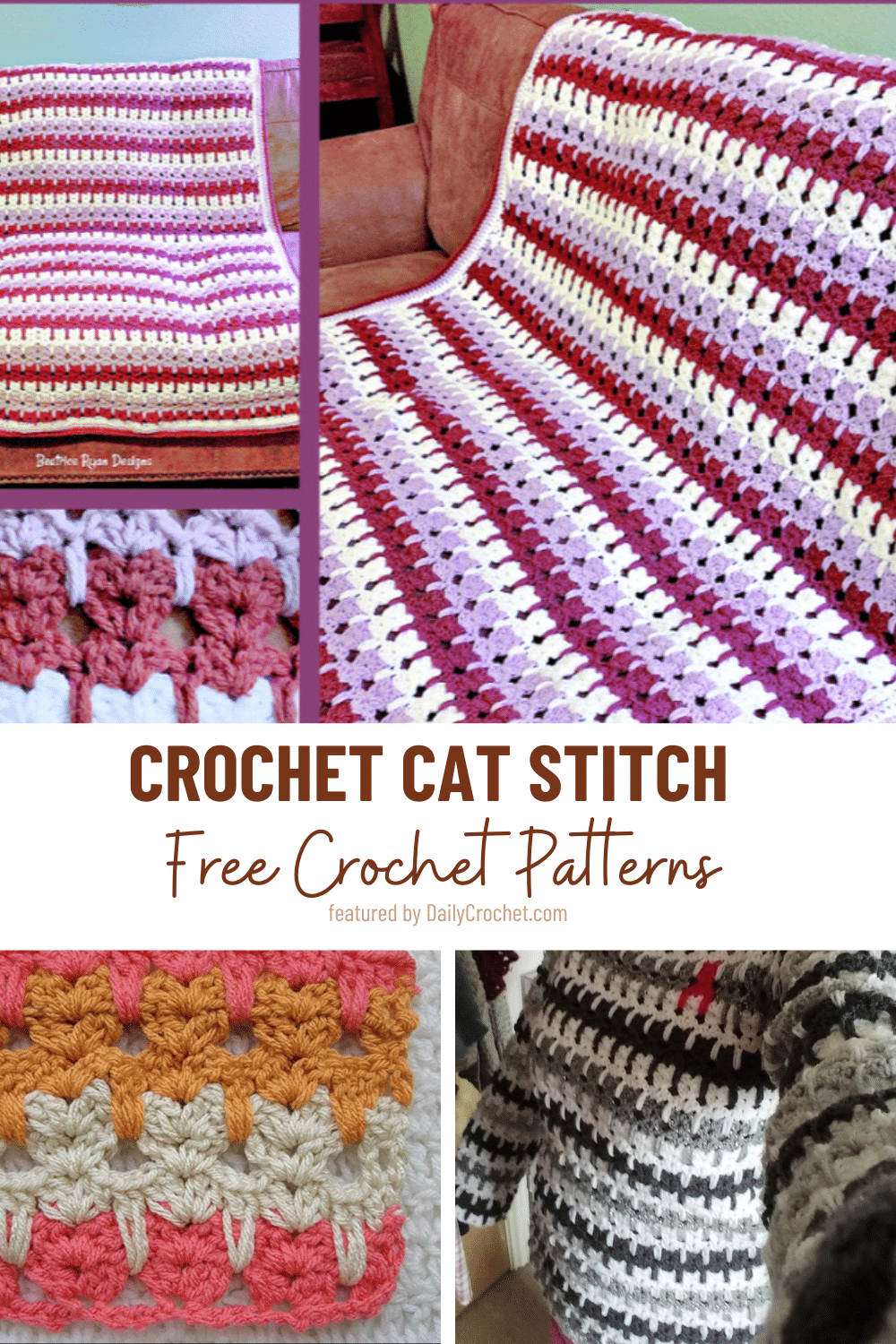 How To Crochet Cat Stitch + Free Blanket Pattern - Daily Crochet