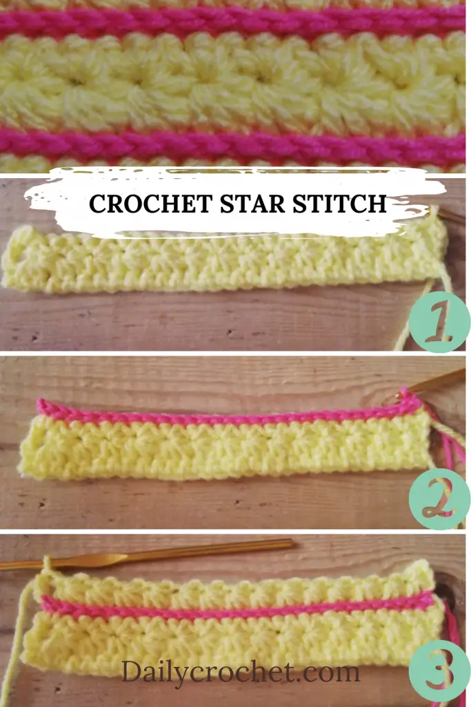 Crochet Star Stitch Written Instructions (Stars and Rows)/Dailycrochet.com
