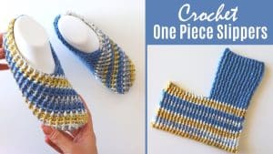 Easy Crochet Slippers From A Rectangle Free Pattern And Video Tutorial